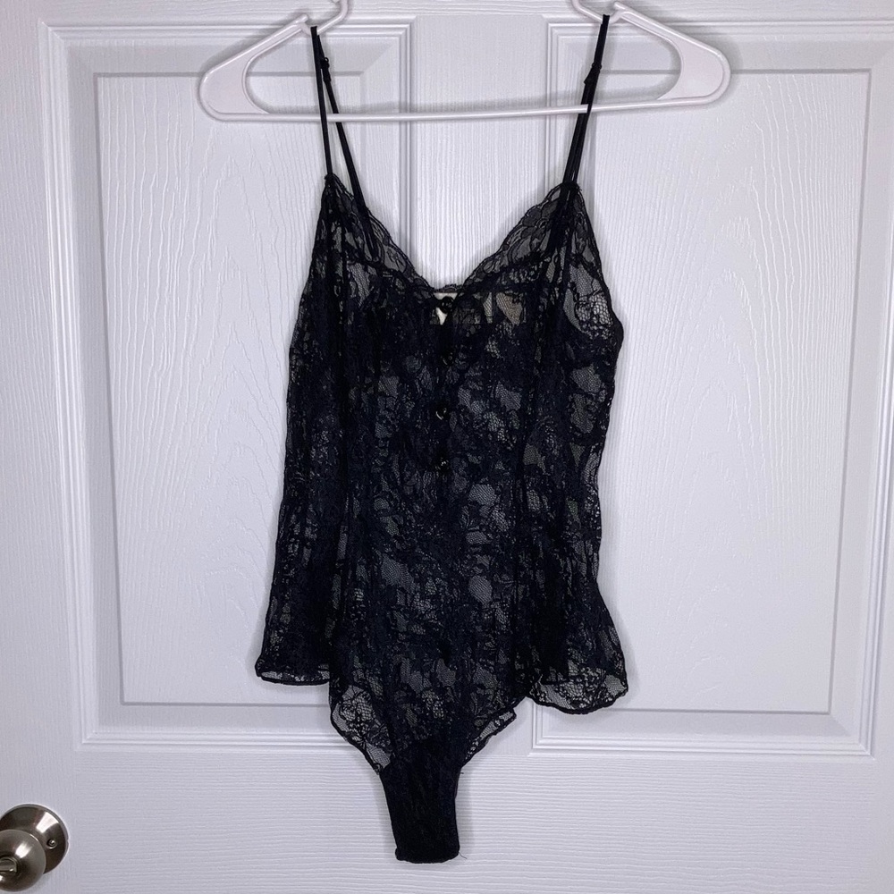Victoria's Secret Black Lace Teddy Lingerie Gold Labe… - Gem